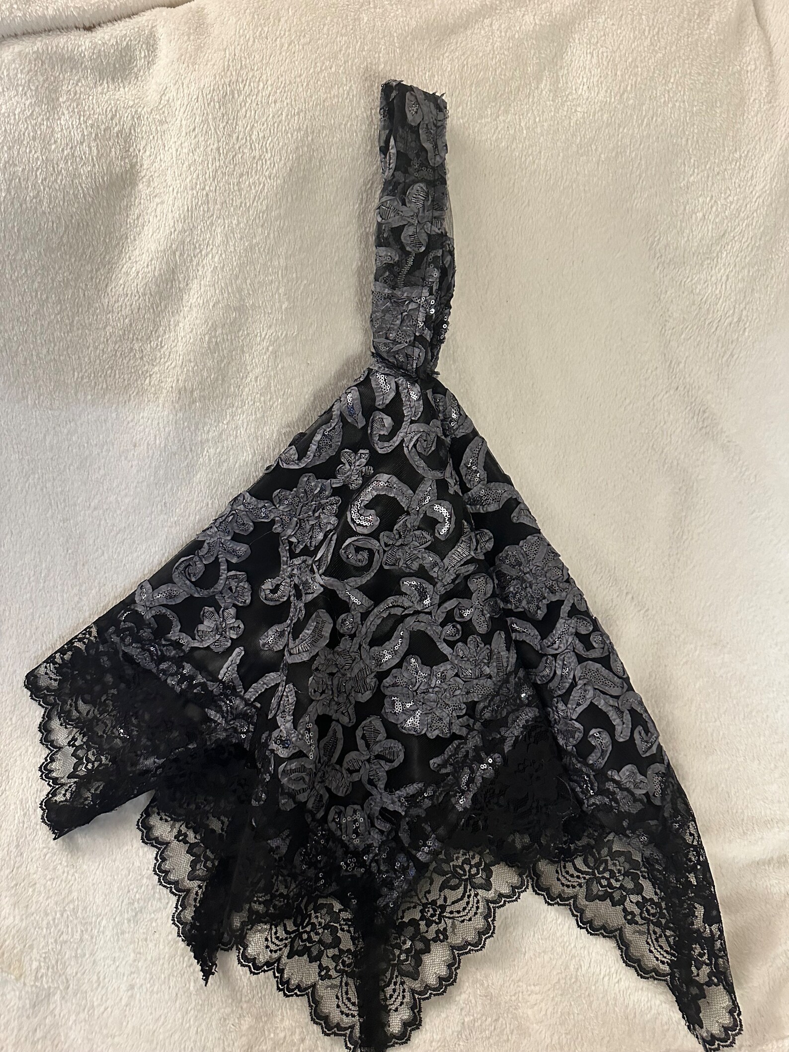 Custom Black and Gray Lace Lap Scarf With Handle - Etsy