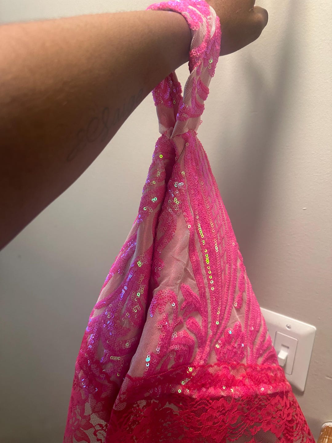 Pink Glitter Lace Lap Scarf With Handle - Etsy