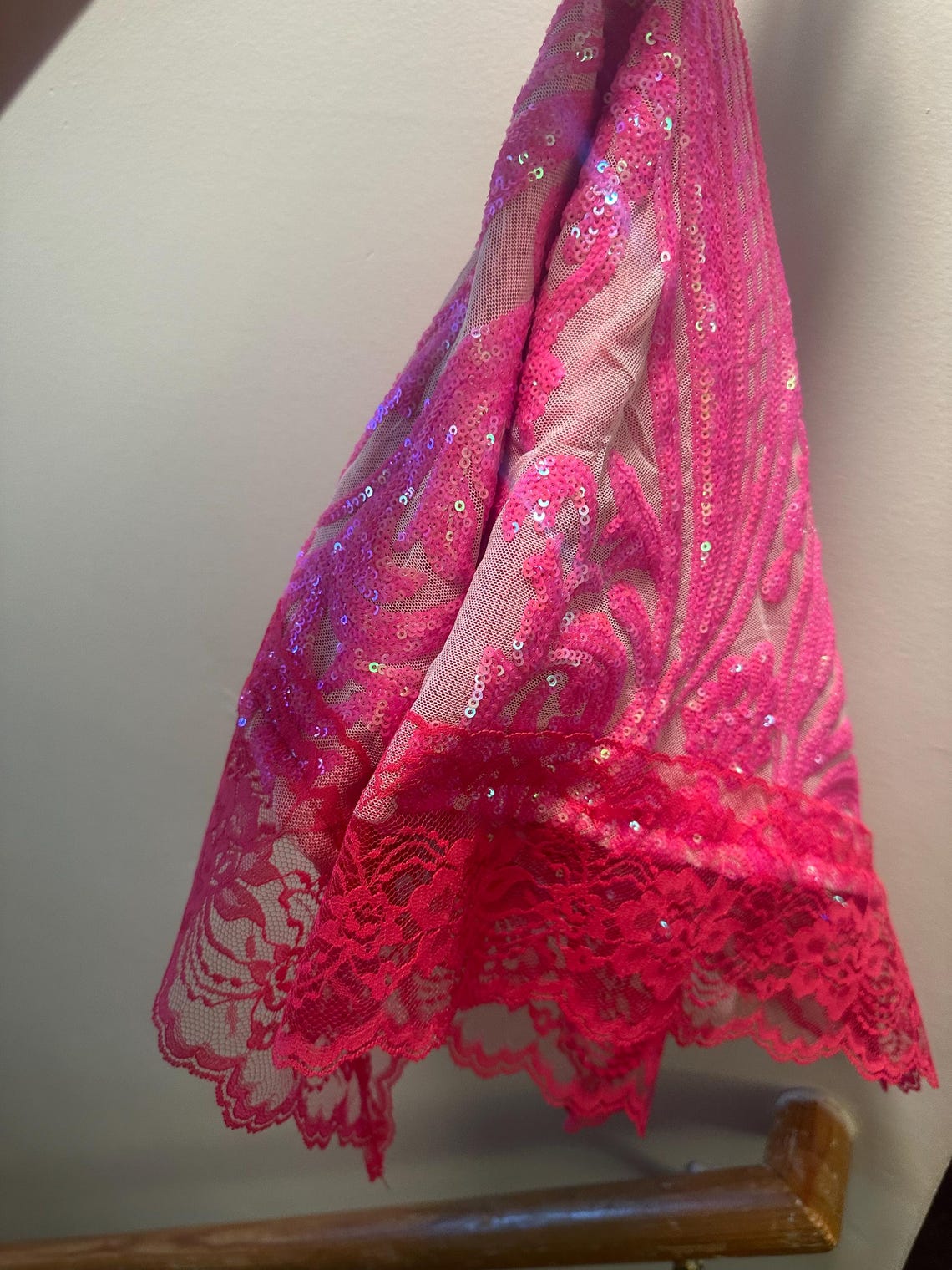 Pink Glitter Lace Lap Scarf With Handle - Etsy