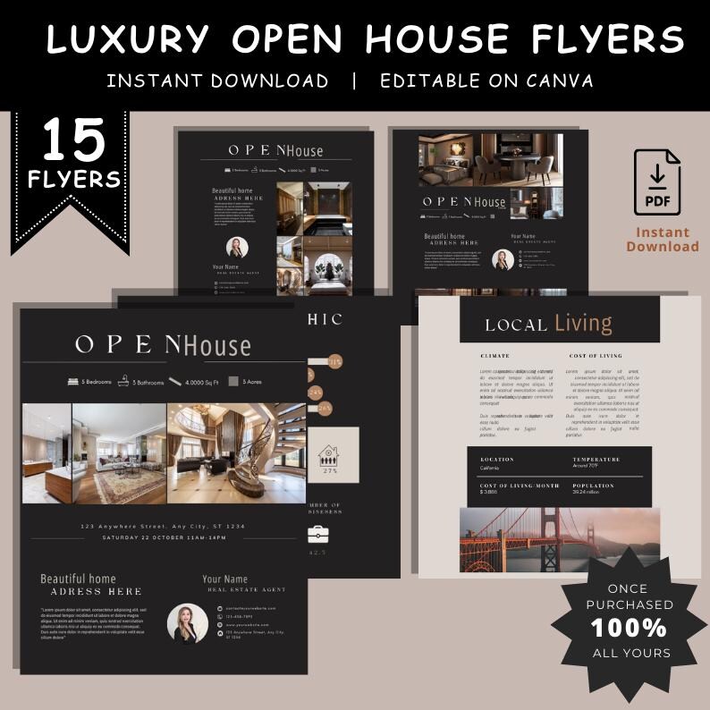 15 Luxury Open House Flyers - Etsy