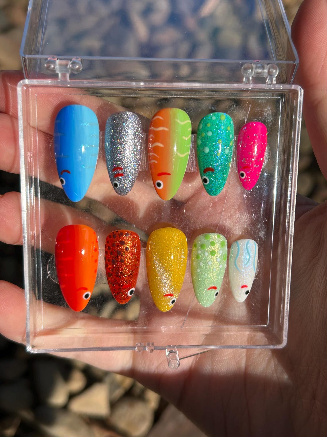 Handpainted Fishing Lure Inspired Nails - Etsy