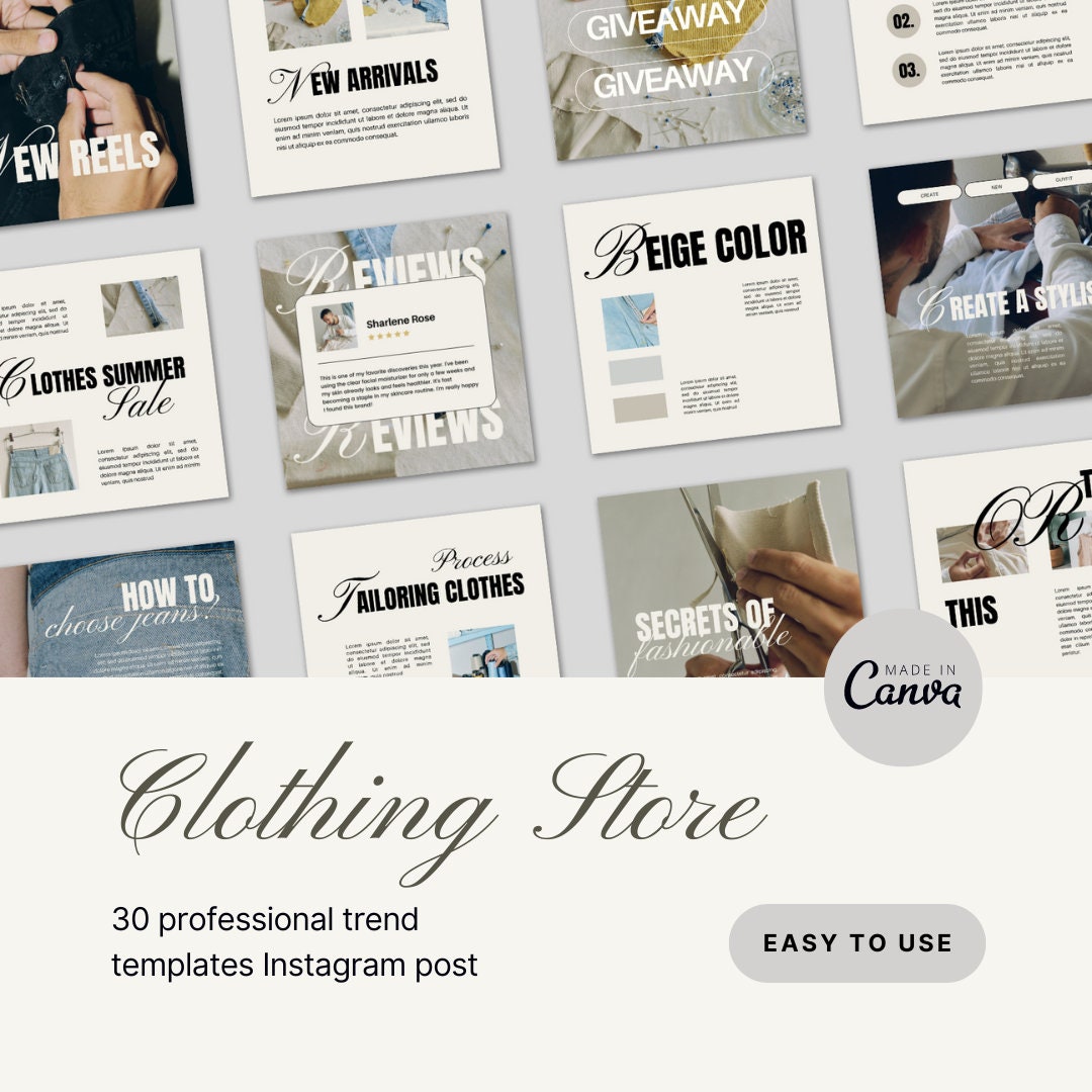 30 Instagram Post Clothing Store Canva Templates | Beige Minimalistic ...