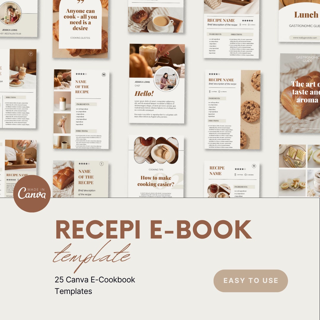 Ebook Recipe Template Canva - Etsy