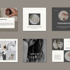 21 Instagram Post Canva Social Media Templates | Gray Aesthetic ...