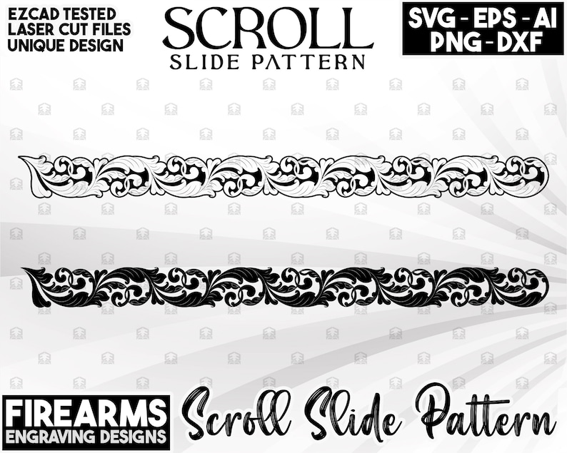 Scroll Work Slide Pattern Bundle,vector Gun Scroll Designs, Firearms ...