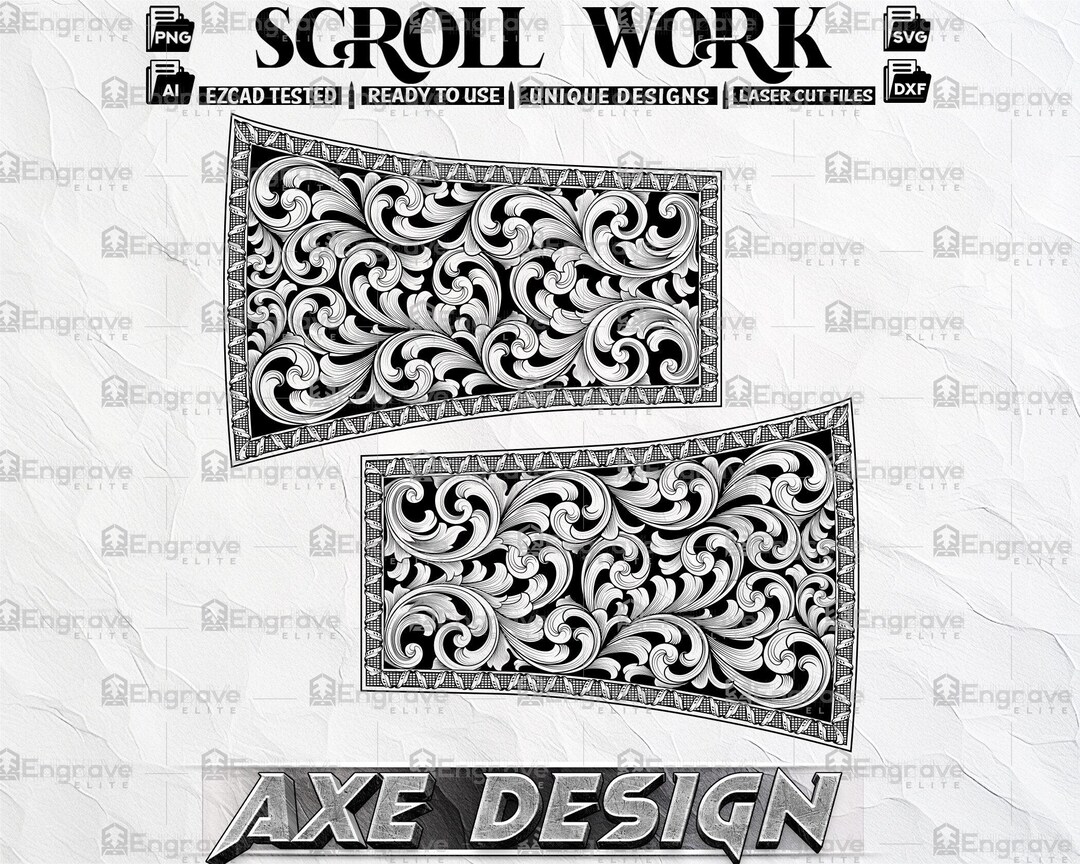 Custom Scroll Work Laser Engraving Design for Axe Decoration, Axe ...