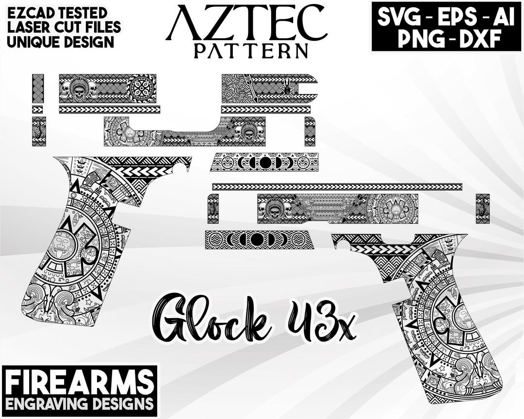 Glock43x Custom Aztec Theme Firearms Laser Engraving Design, Glock43x ...