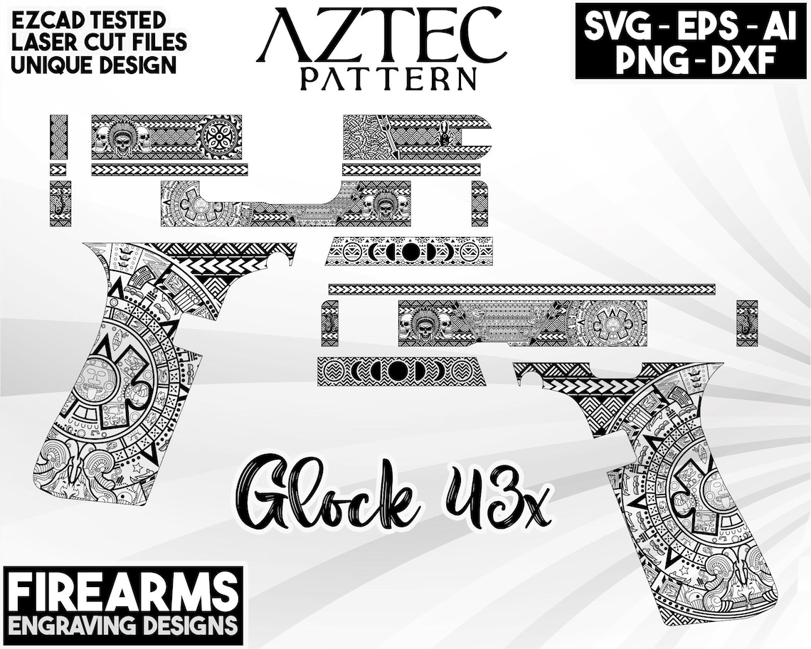 Glock43x Custom Aztec Theme Firearms Laser Engraving Design, Glock43x ...