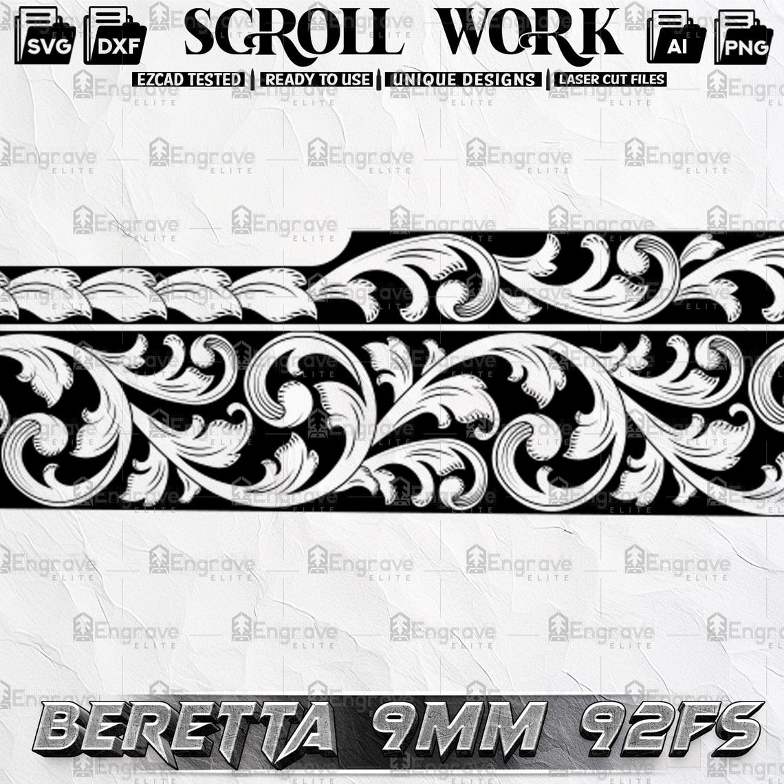 Beretta 92fs 9mm Scroll Work Laser Design, Scroll Laser Files, Scroll ...