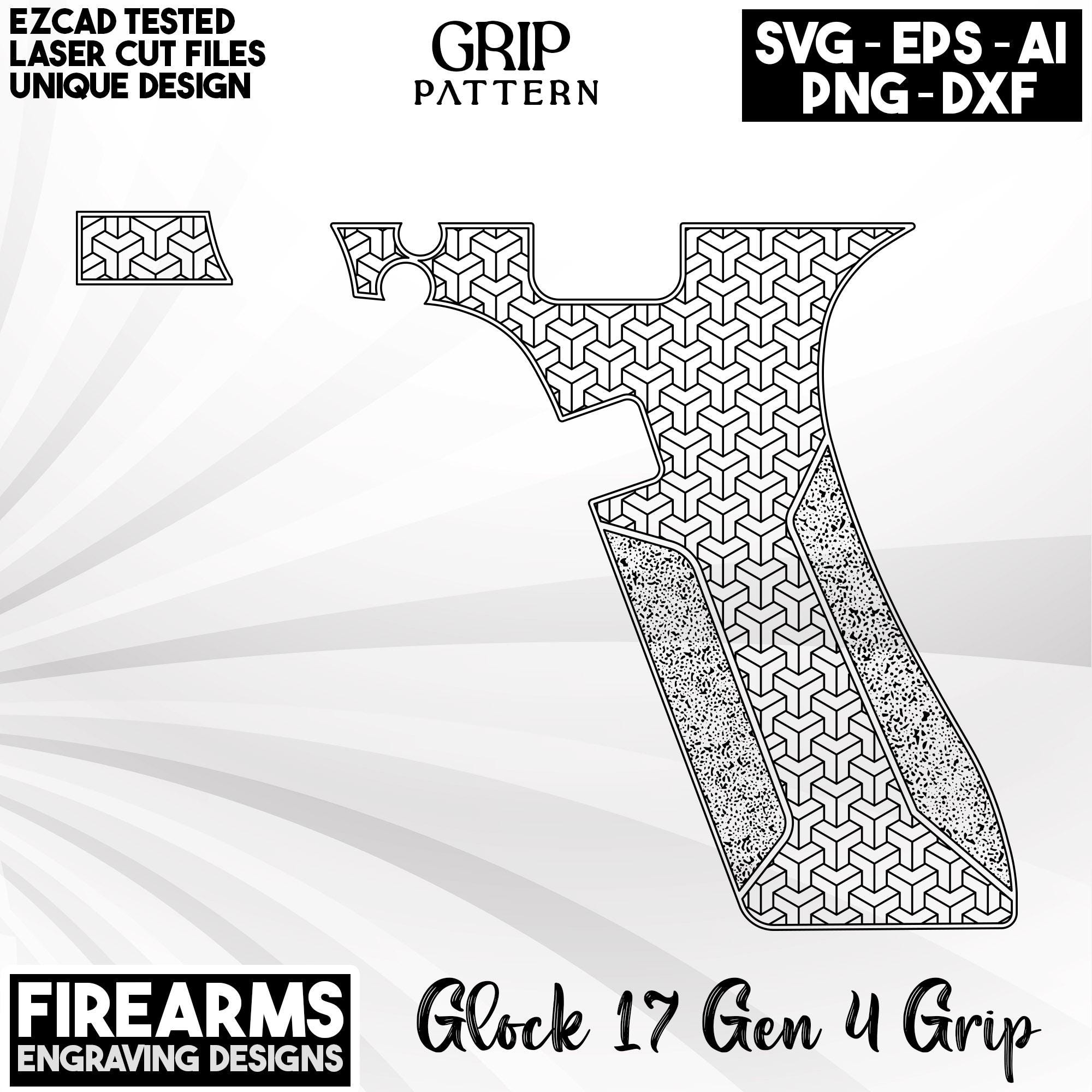 Glock17 Gen4 Firearm Grip Pattern Laser Engraving Design, Glock17 ...