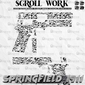 Custom Springfield1911 Firearm Scrollwork Pattern Laser Engraving Files ...