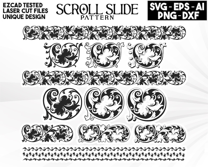 Custom Firearms Vector Scroll Work Laser Engraving Designs | Intricate ...