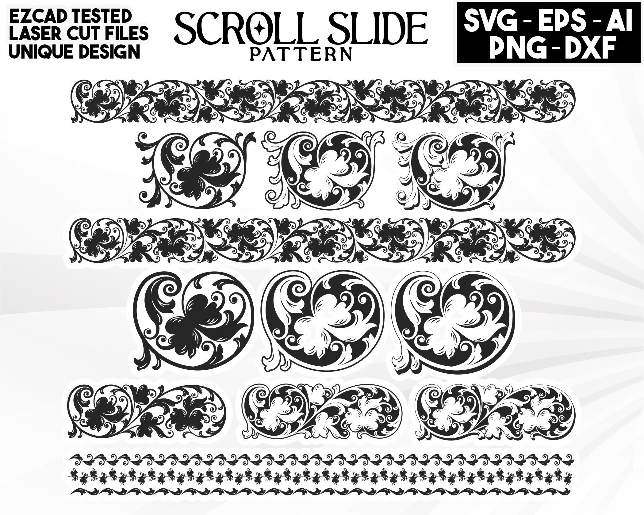 Custom Firearms Vector Scroll Work Laser Engraving Designs | Intricate ...