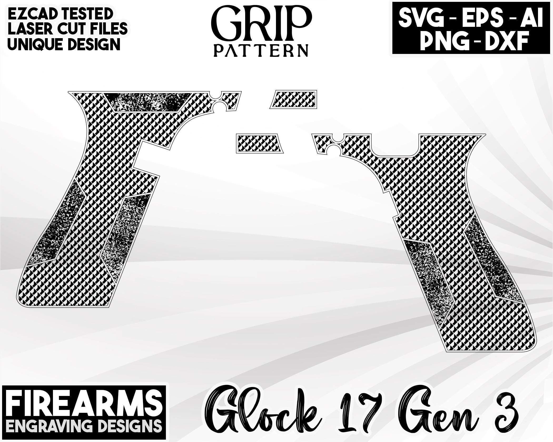 Glock17 Gen3 Firearms Grip Pattern Laser Engraving Design, Glock17 ...