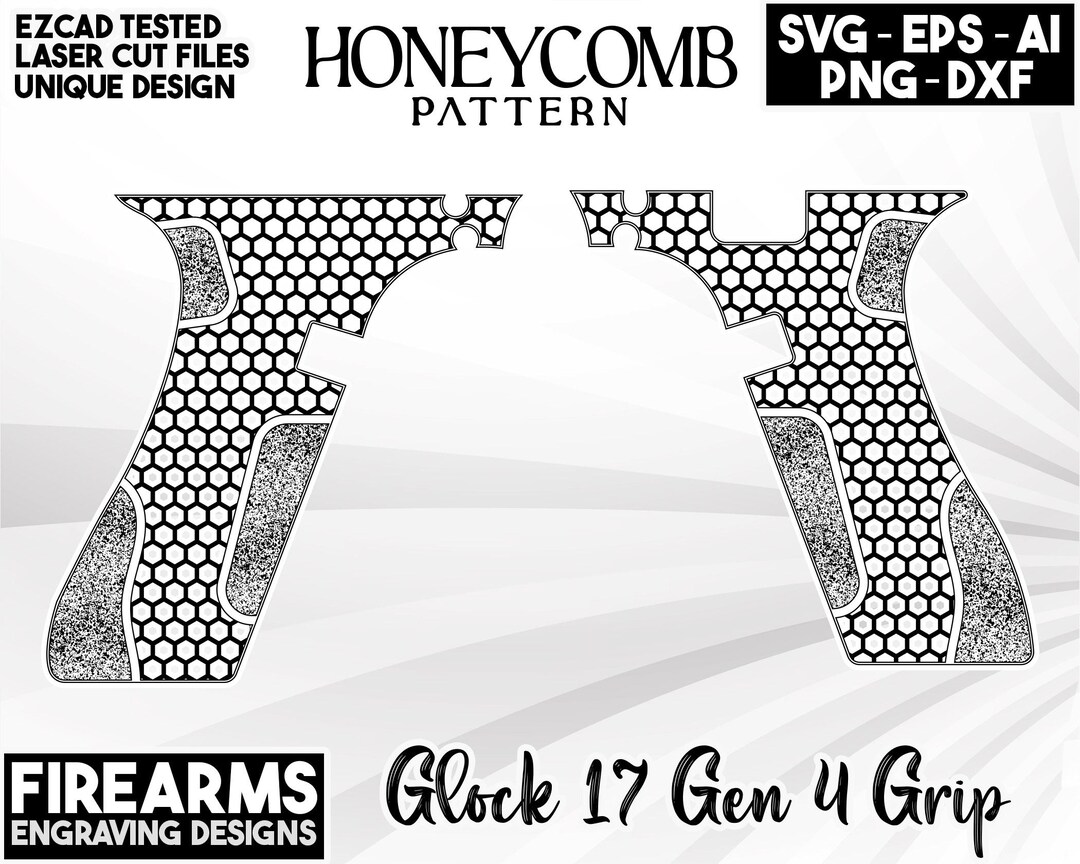 Glock17 Gen4 Firearm Grip Design, Honeycomb Pattern for Laser Engraving ...