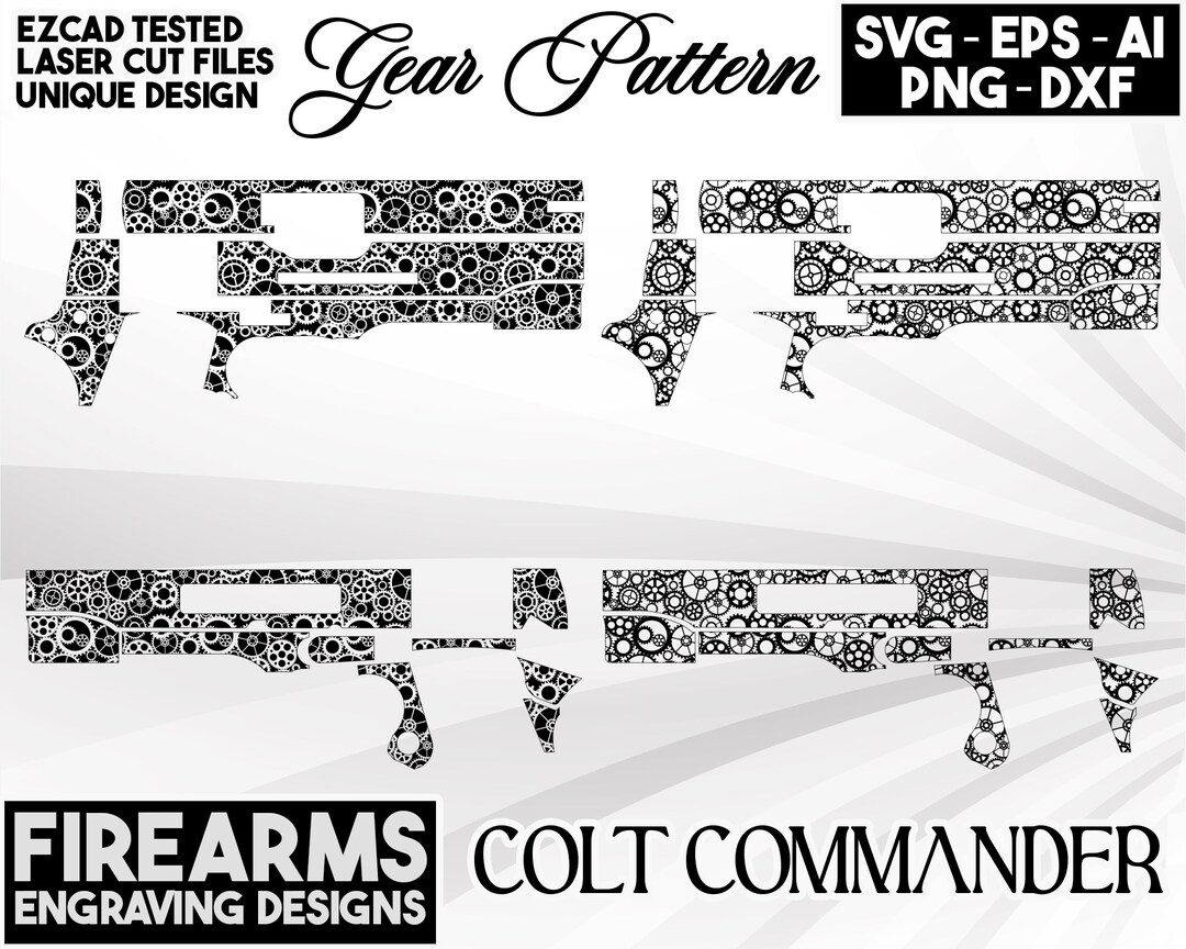 Mechanical Gear Pattern, Laser Engraving Design for Colt Commander Gun ...