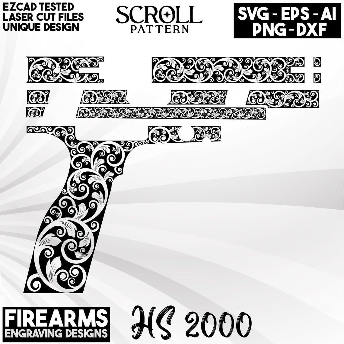 HS 2000 Firearms Scroll Work Laser Engraving Design | Firearms Scroll ...