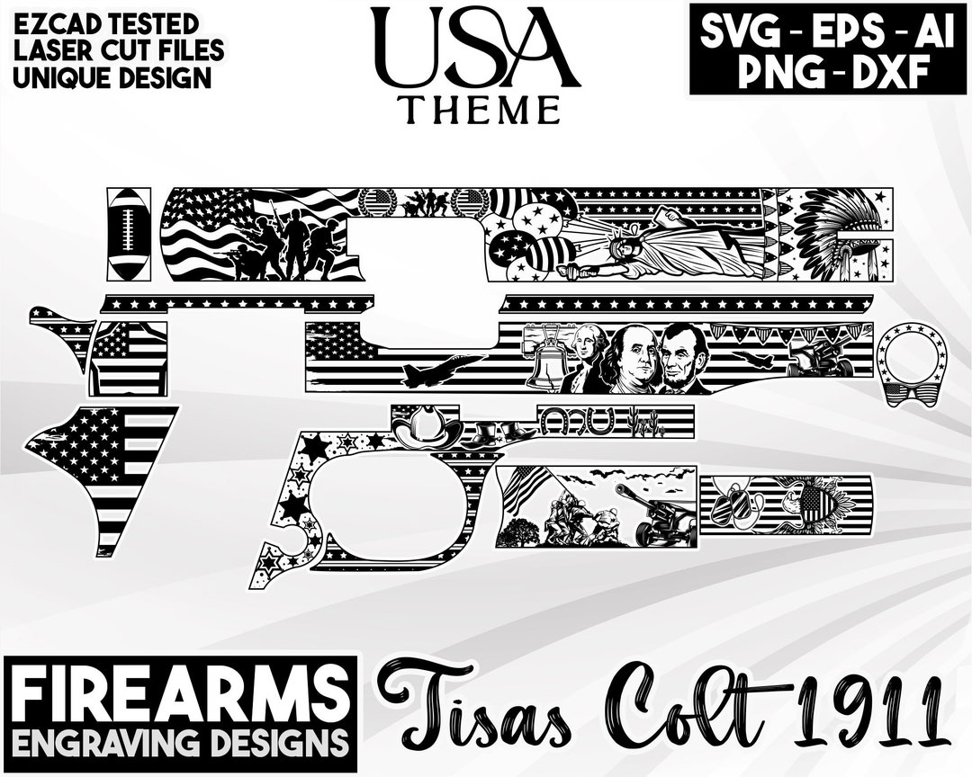 Tisas Colt 1911 USA Traditional Theme Laser Engraving Design, Colt USA ...
