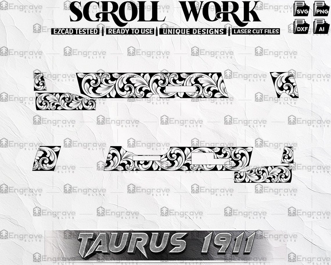 Taurus 1911 Firearm Scroll Work Laser Engraving Design, Colt Gun Scroll ...