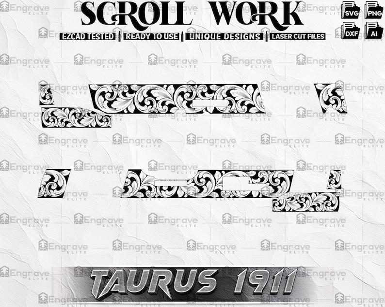 Taurus 1911 Firearm Scroll Work Laser Engraving Design, Colt Gun Scroll ...