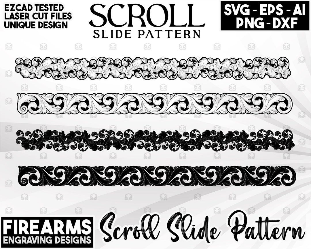 Scroll Work Slide Pattern Bundle,vector Gun Scroll Designs, Firearms ...
