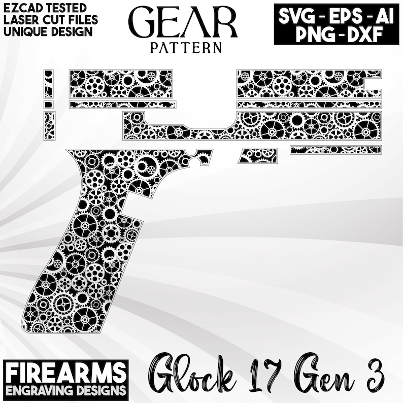 Glock 17 Gen 3 Gear Pattern,gear Pattern Engraving, Gun Engraving ...