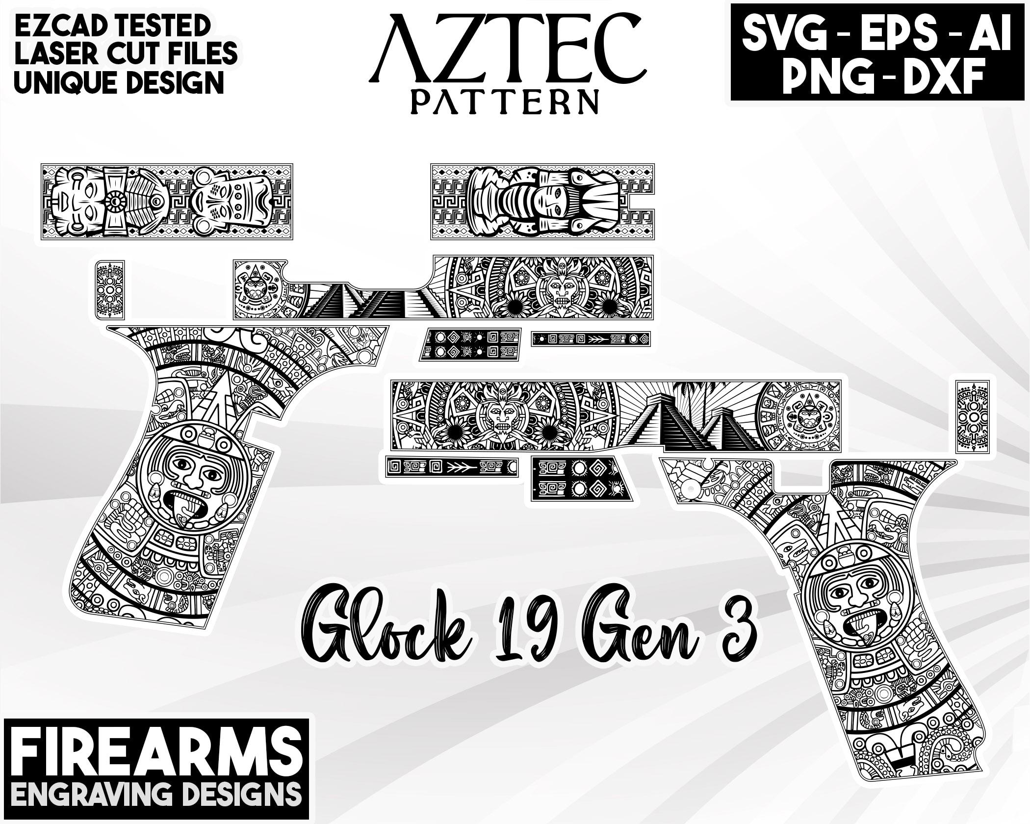 Custom Glock19 Gen3 Aztec Theme Pattern Laser Engraving Designs, Aztec ...