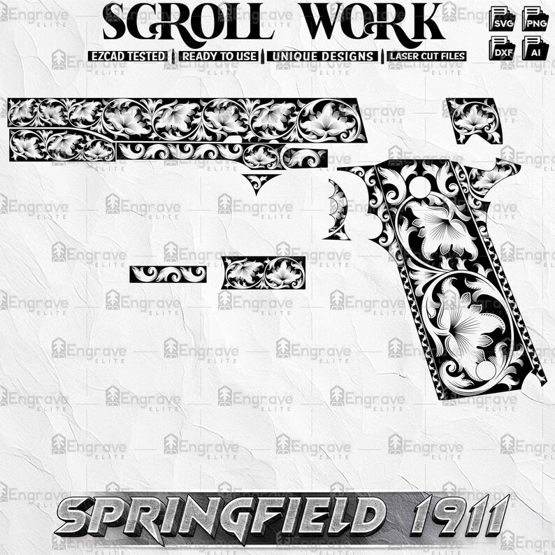 Custom Springfield1911 Scroll Work Laser Engraving Files, Ezcad Files ...