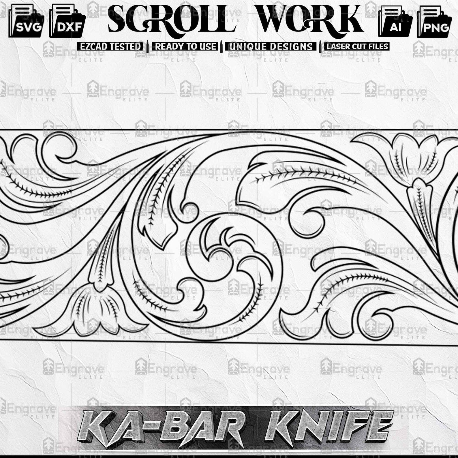 Custom KA-BAR Knife Scroll Work Laser Engraving Files, Scroll Files ...