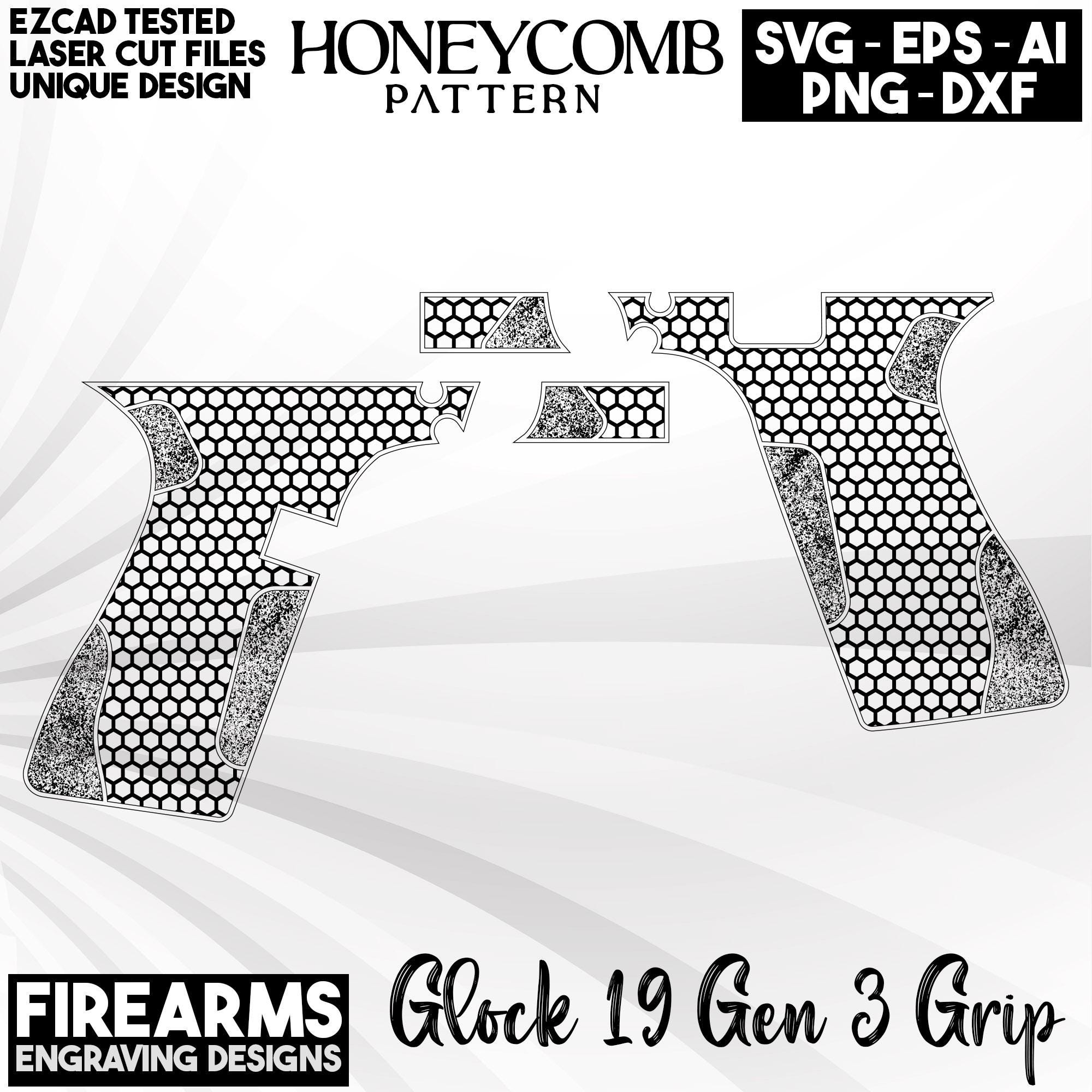 Custom Honeycomb Pattern Laser Engraving Design for Glock19 Gen3 Gun Grip, Unique Geometric ...