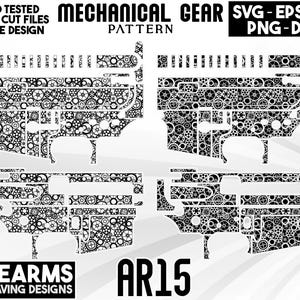AR-15 Firearm Mechanical Gear Pattern Laser Engraving Design | Custom ...