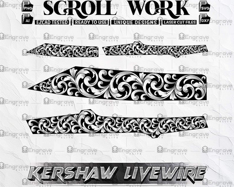 Custom Kershaw Livewire Knife Scroll Work Laser Engraving Design, Knife ...
