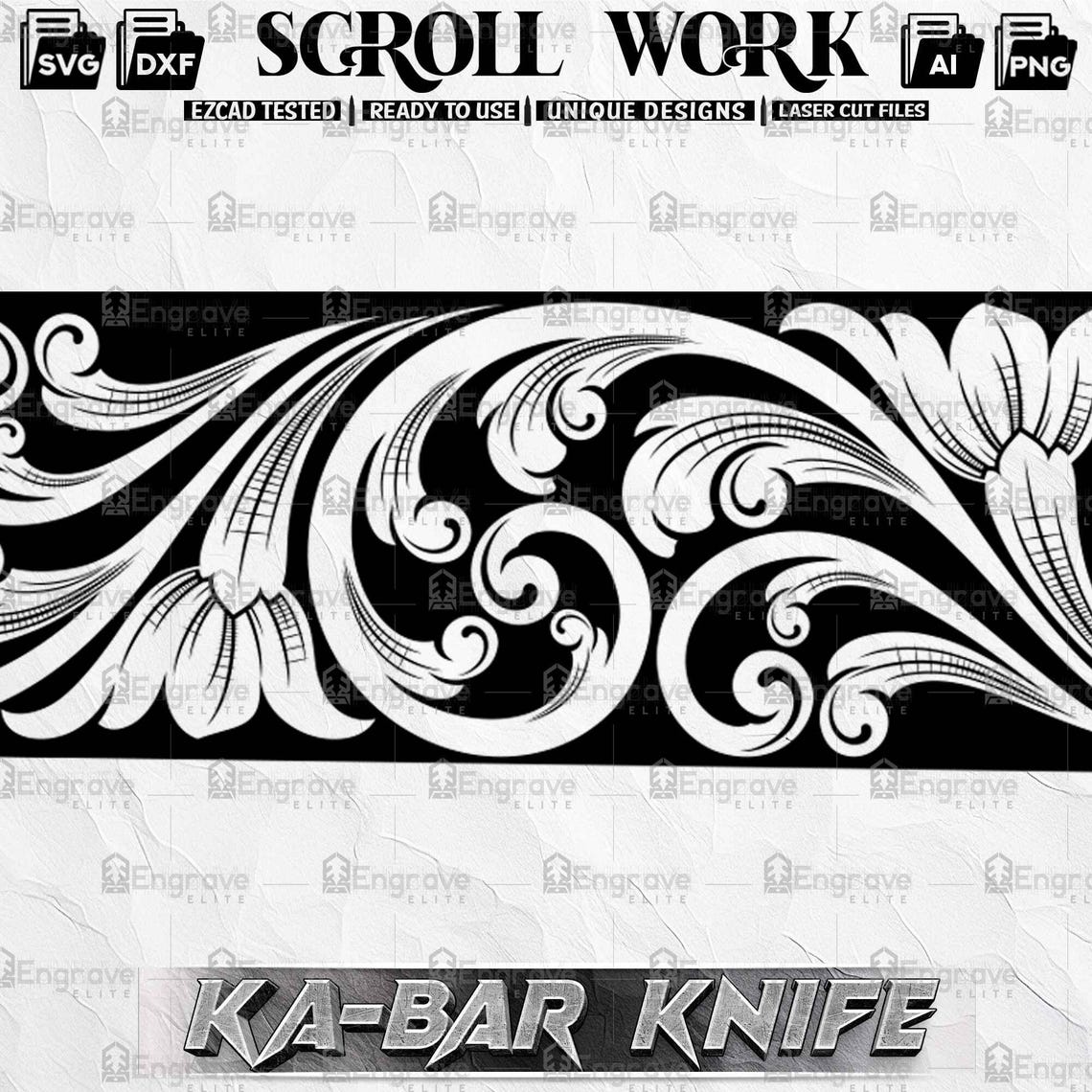 KA-BAR Knife Custom Laser Design, Knife Scroll Design, Knife Laser ...