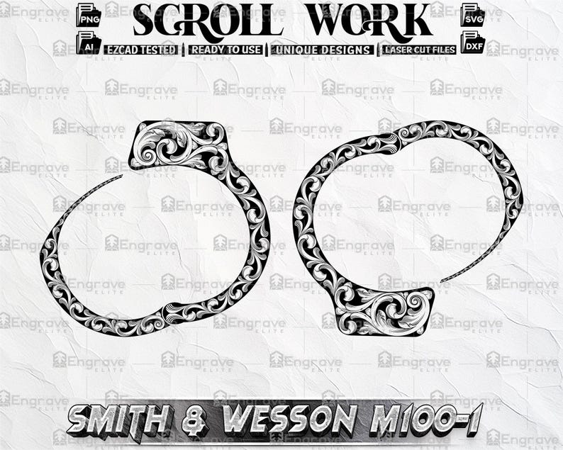 S&W Scroll Work Handcuff Laser Engraving Design, Scroll Files, Handcuff ...