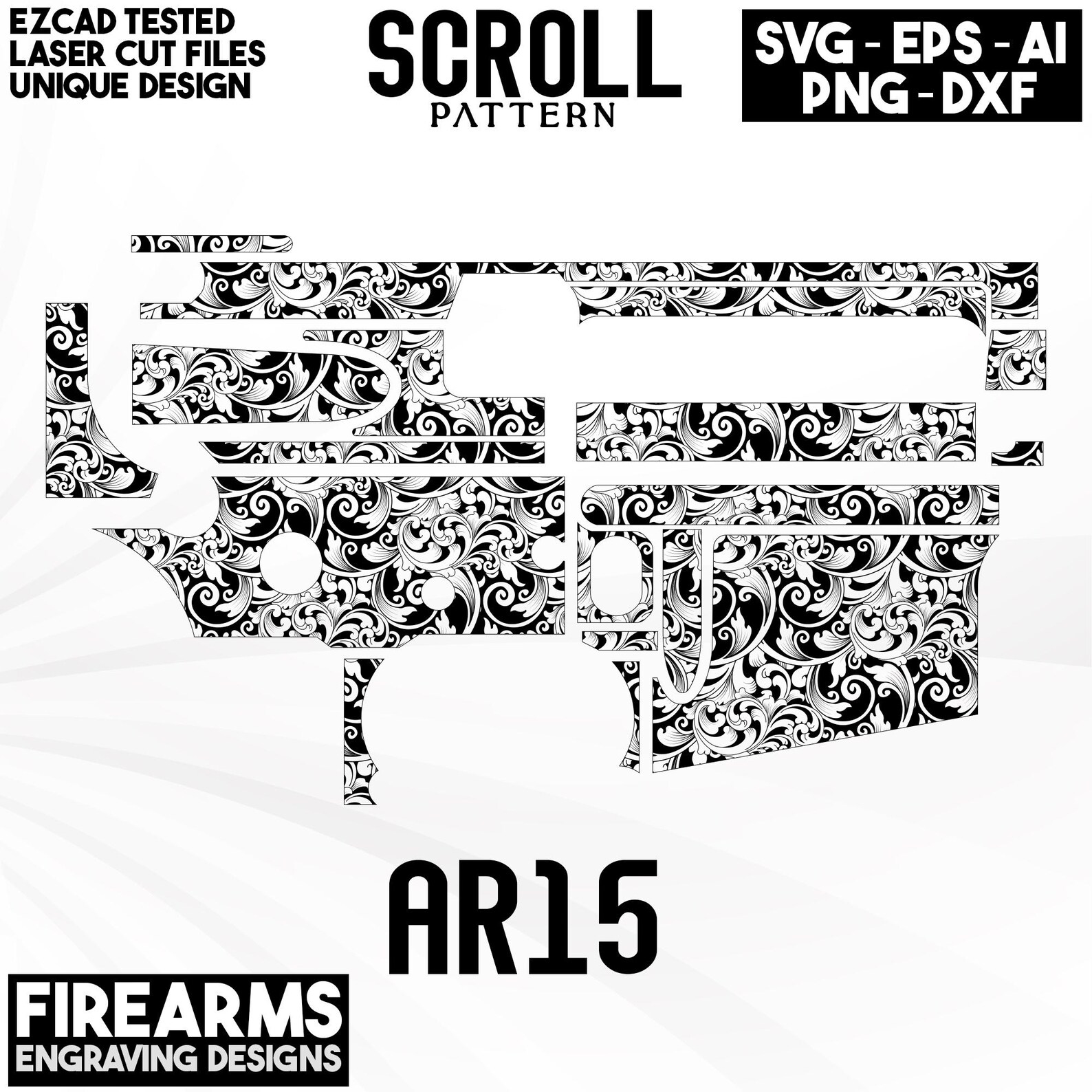 Scroll Work Laser Engraving Design for Ar15 Firearm, Custom Ar15 ...
