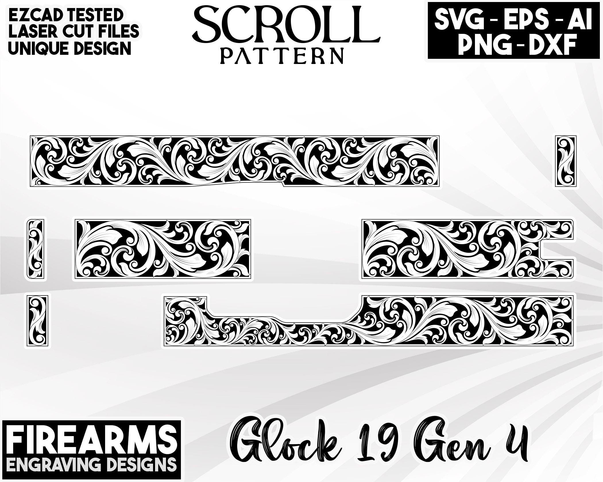 Intricate Scroll Work Laser Engraving Design for Glock19 Gen4, Custom ...
