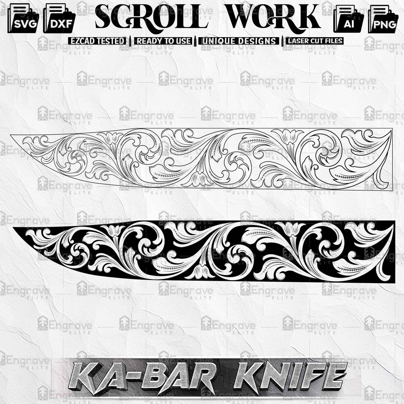 Custom KA-BAR Knife Scroll Work Laser Engraving Files, Scroll Files ...