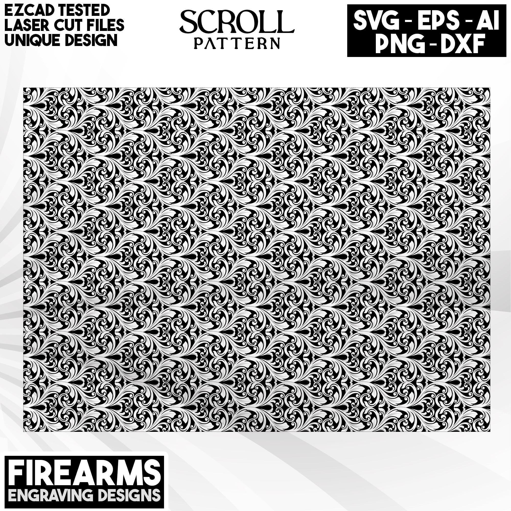 Seamless Scroll Pattern Laser Engraving Design, Firearms Scroll Work ...