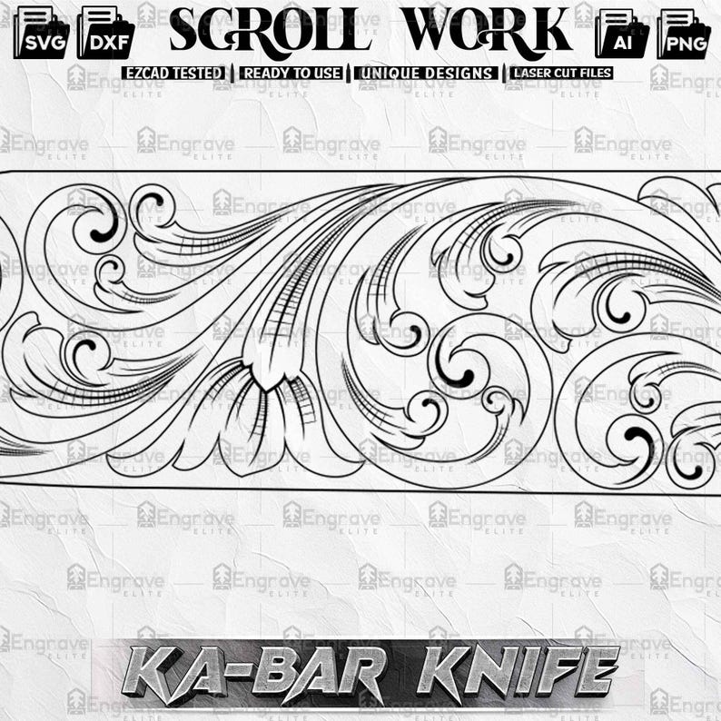 KA-BAR Knife Custom Laser Design, Knife Scroll Design, Knife Laser ...