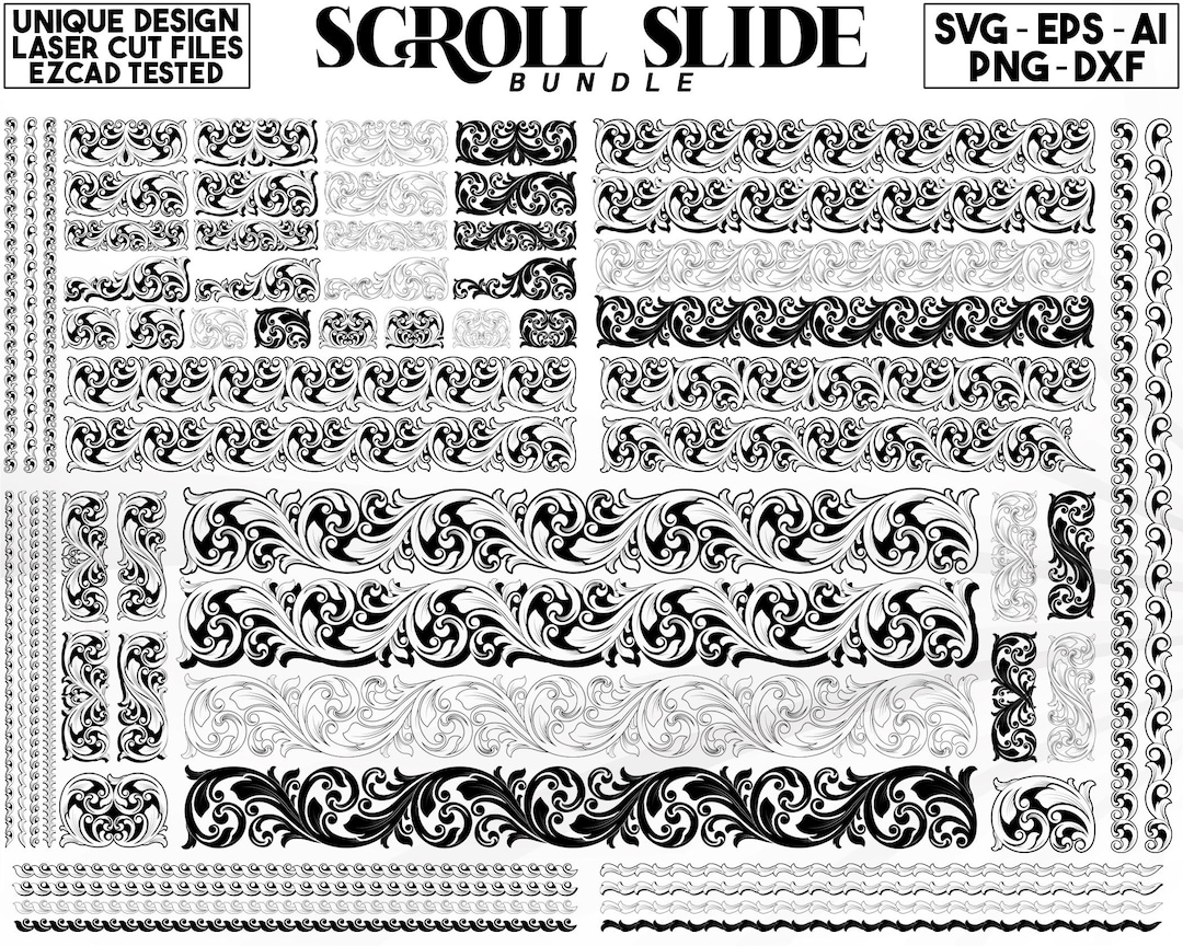 Custom Scroll Slide Pattern Laser Engraving Design Firearms Scroll Laser Art Scroll Svg Files 0265