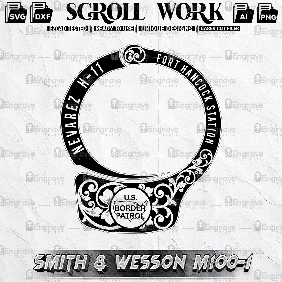 Smith & Wesson M100 Handcuff Scroll Work Laser Engraving Files, SVG Dxf ...
