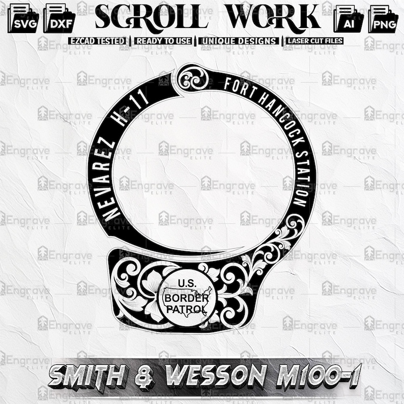 Smith & Wesson M100 Handcuff Scroll Work Laser Engraving Files, SVG Dxf ...