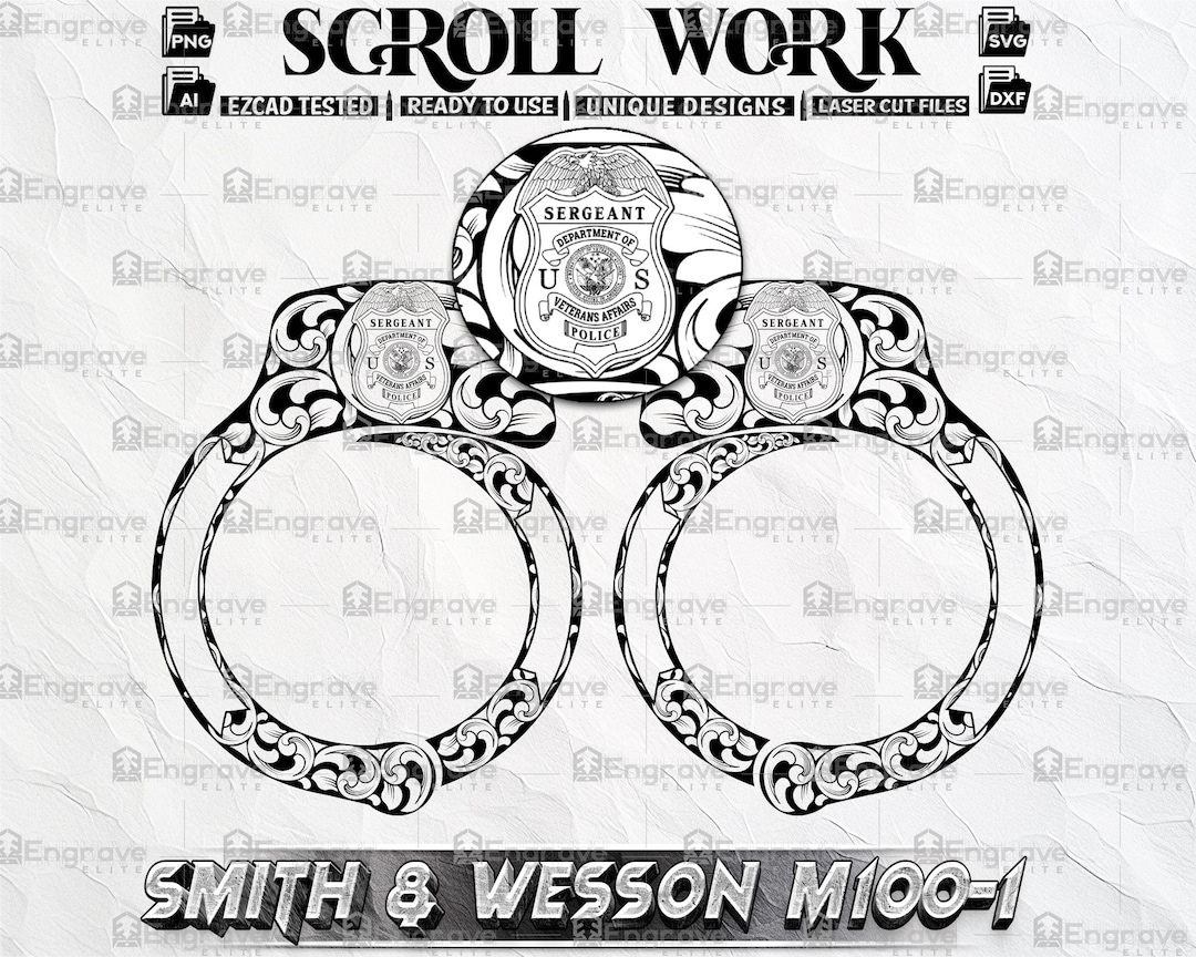 Custom S&W M-100 1 Handcuff Scrollwork Laser Engraving Files, Digital ...