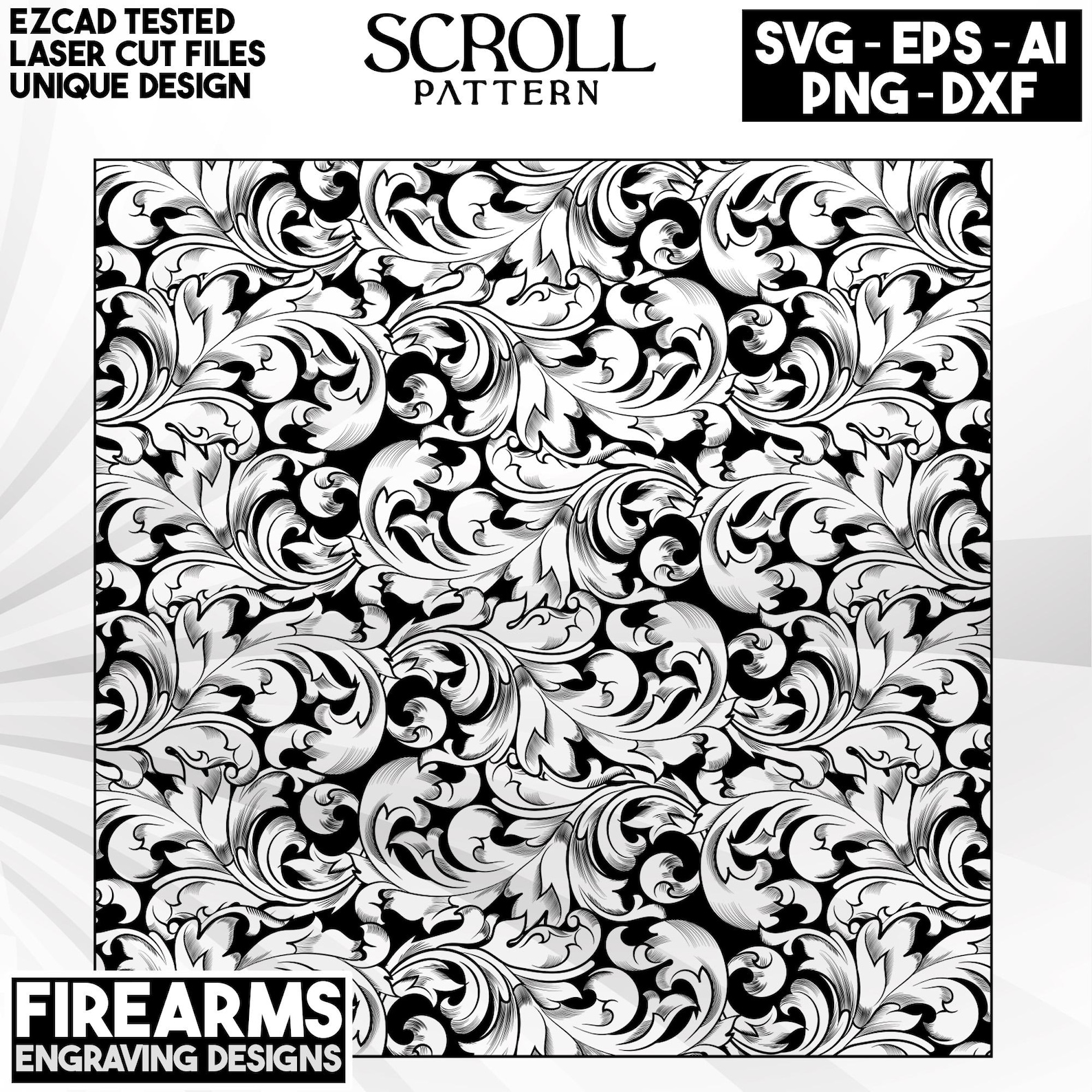 Custom Scroll Work Pattern Design, Firearm Scroll Pattern Laser ...