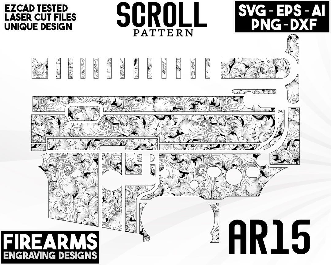 Custom Ar15 Firearms Scroll Work Laser Engraving Design, Scroll Pattern ...