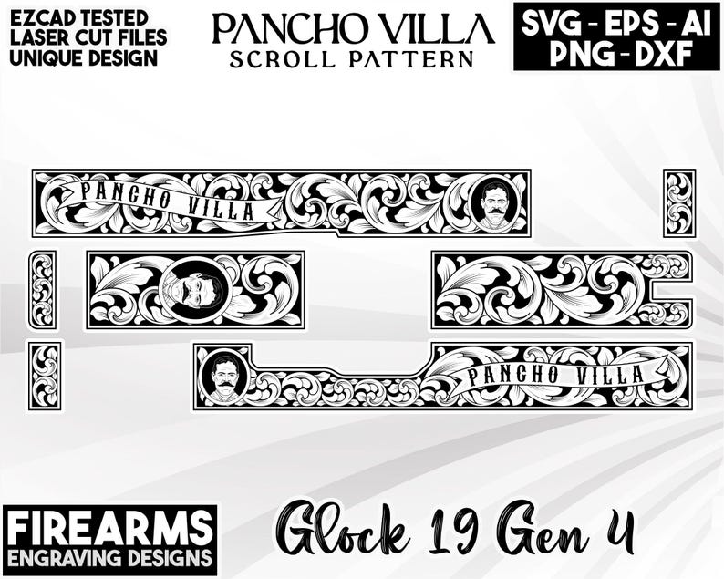 Custom Scroll Work & Pancho Villa Inspired Laser Engraving Design for ... Custom Scroll Work & Pancho Villa Inspired Laser Engraving Design for ...