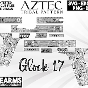 Glock 17 Firearm Aztec Laser Engraving Designs: High-quality Patterns ...