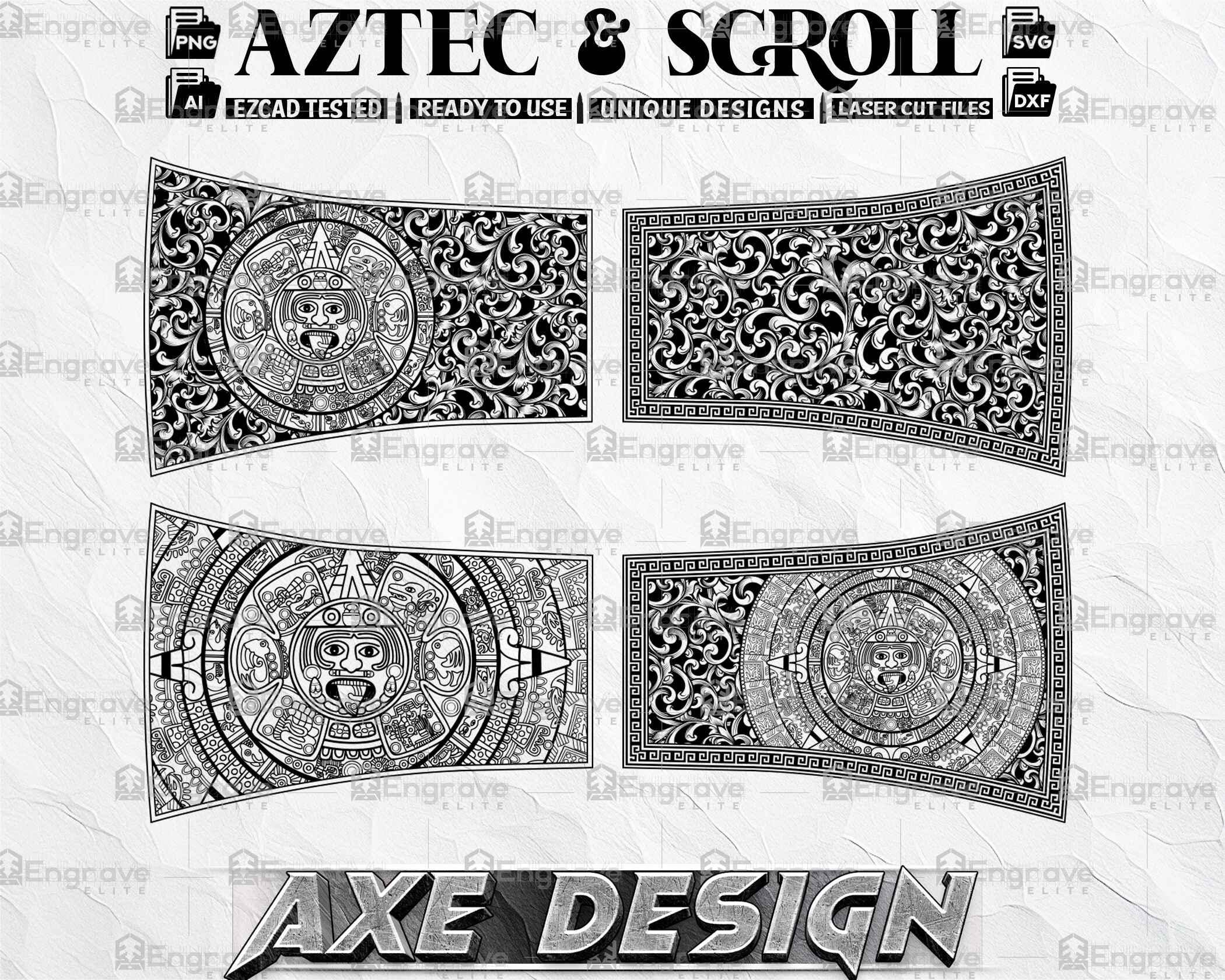 Scroll Aztec Themed Axe Laser Engraving Design | 4 Different Axe ...