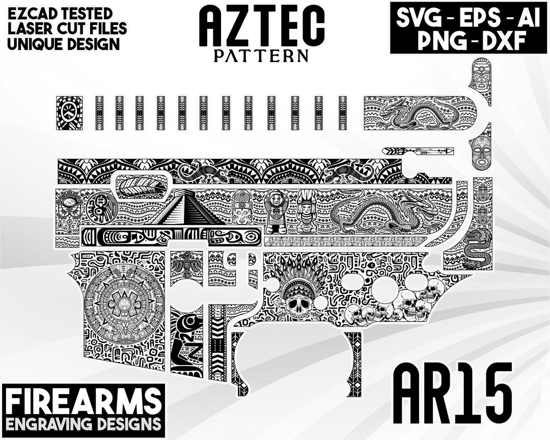 Custom AR-15 Aztec Tribal Laser Engraving Design | Unique Rifle Pattern ...