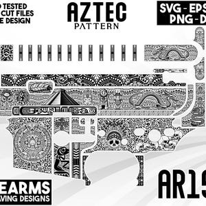 Custom AR-15 Aztec Tribal Laser Engraving Design | Unique Rifle Pattern ...